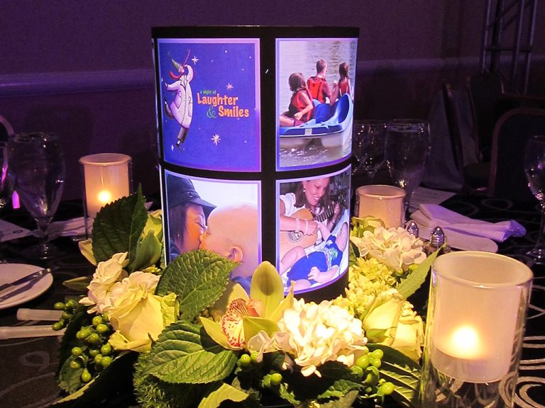 Lightup branded table centerpieces gallery - Illuminaria