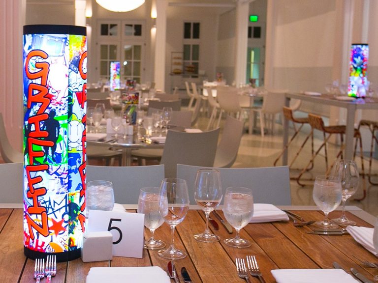 Lightup branded table centerpieces gallery - Illuminaria