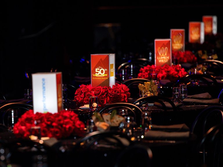 Lightup branded table centerpieces gallery - Illuminaria