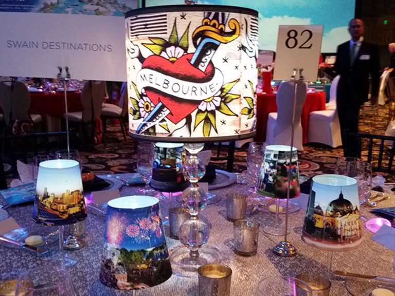 Lightup branded table centerpieces gallery - Illuminaria